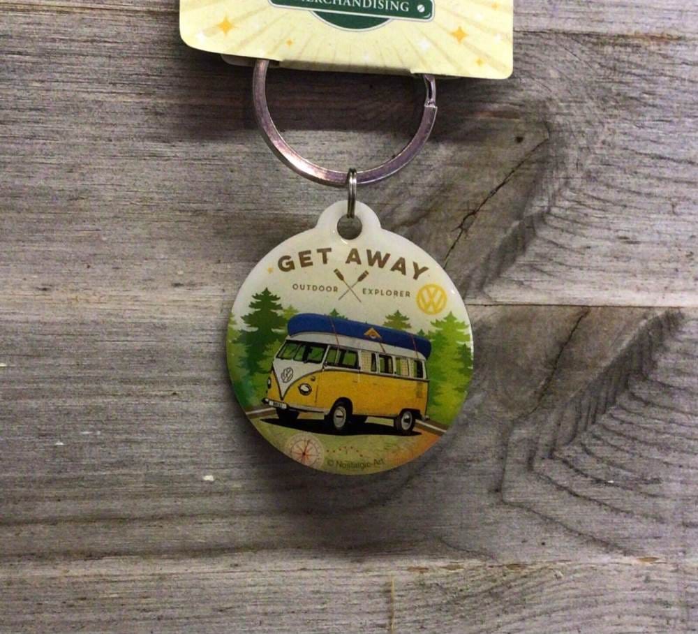 Volkswagen Campervan round keyring let’s get away design official ...